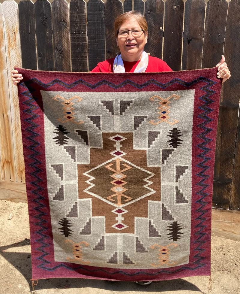 Crystal : Navajo Rug : Frances Begay : Churro 1701 : 44" x 51" (3'8" x ...